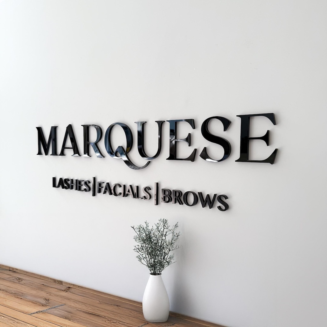 Custom Salon Sign: 3D Acrylic Letters, Modern Business Logo Decor - Etsy