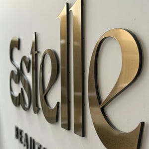 Brushed Gold Letters for Wall, Acrylic Large Salon Sign, Easy to ...