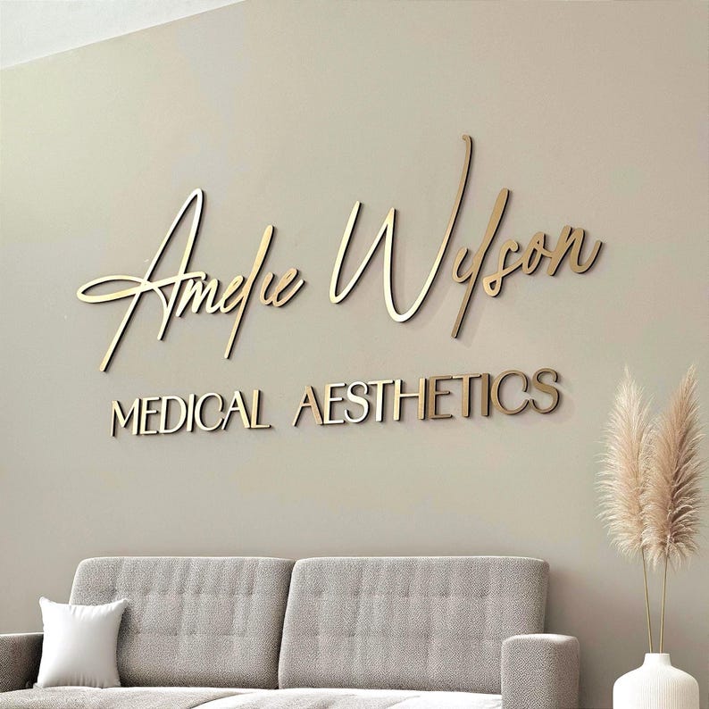 Brushed Gold Cursive 3D Acrylic Wall Sign - Etsy