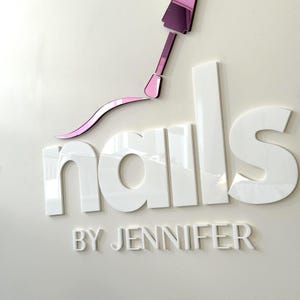 Custom Nail Salon Wall Sign , Custom Acrylic Business Sign With 3D ...