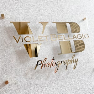 Unique Gold Custom Made Business Sign on Transparent Acrylic Backround ...