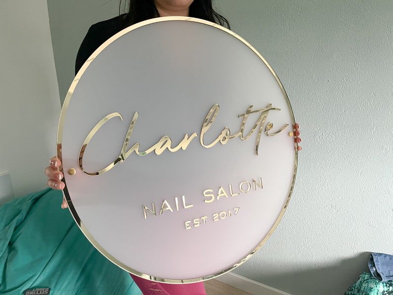 Personalized Frosted Acrylic Business Sign With Golden - Etsy