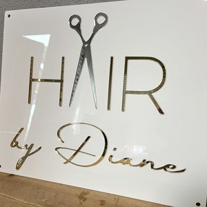 Hair Salon Custom Sign for the Wall. White Background With Golden ...