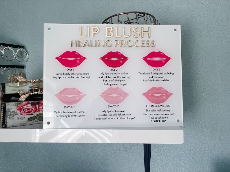 Lip Blush Healing Process Acrylic Sign, Step by Step Guide - Etsy