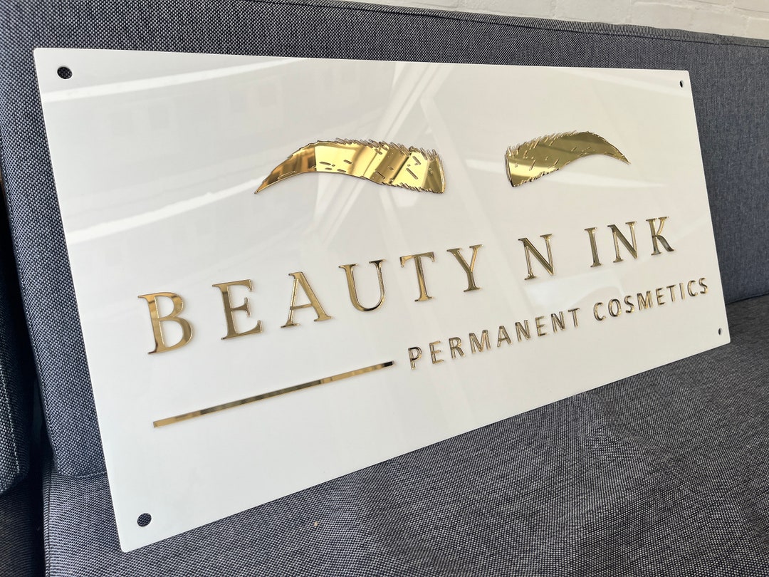 Custom Beauty Salon Sign, Gold & White Acrylic 3D Letters - Etsy