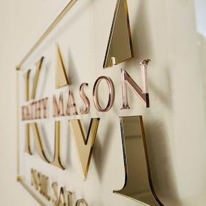 Transparent Acrylic Sign With Rose Gold and Golden Letters and Gold ...