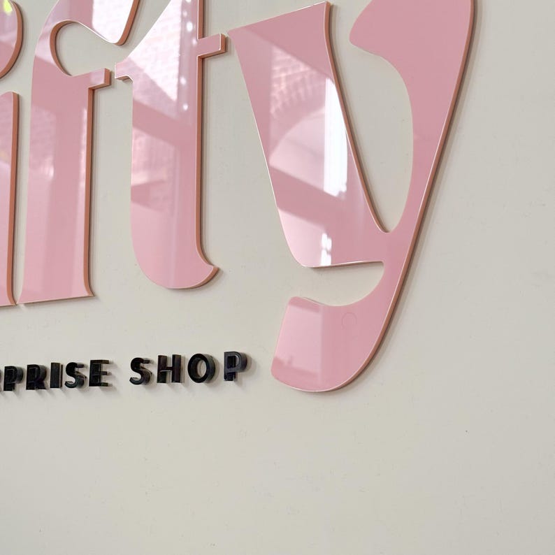 Pastel Pink 3D Acrylic Wall Sign: Custom Logo Decor for Salons. - Etsy