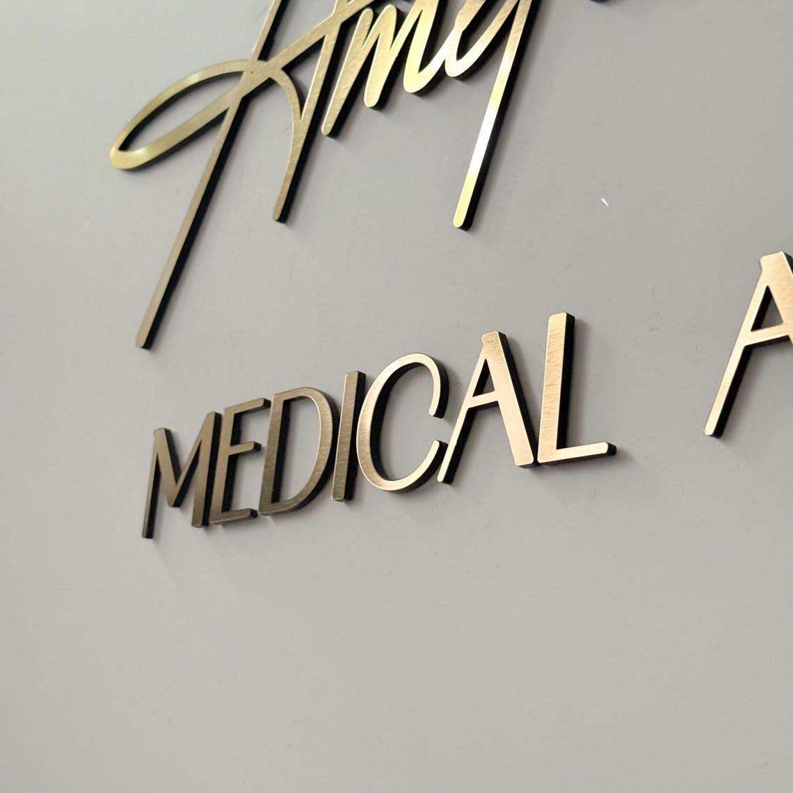 Brushed Gold Cursive 3D Acrylic Wall Sign - Etsy