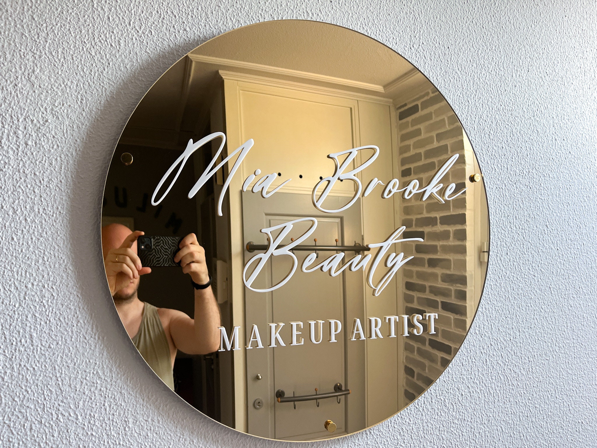 Gold Mirror Acrylic Circle Custom Sign With White Letters - Etsy