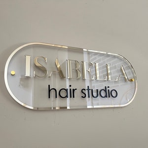 Personalized Acrylic Business Sign, Golden and Black Lettering, Rounded ...