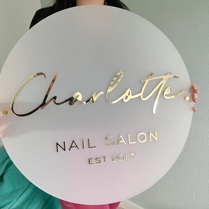 Personalized Frosted Acrylic Business Sign With Golden Lettering and ...