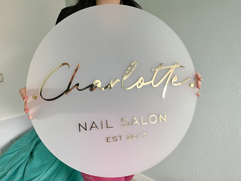 Personalized Frosted Acrylic Business Sign With Golden - Etsy