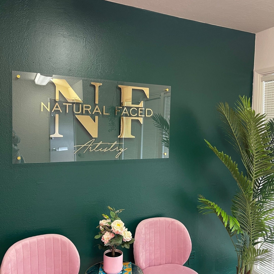 Transparent Acrylic Sign With Golden Letters, Personalized Rectangle ...