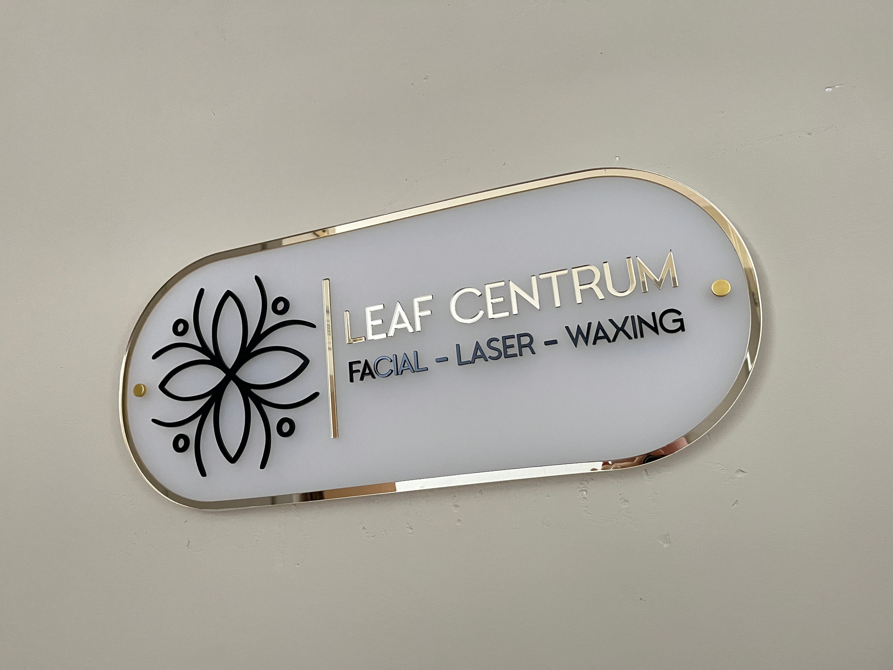 Custom Frosted Acrylic Business Sign: Golden & Black Lettering - Etsy