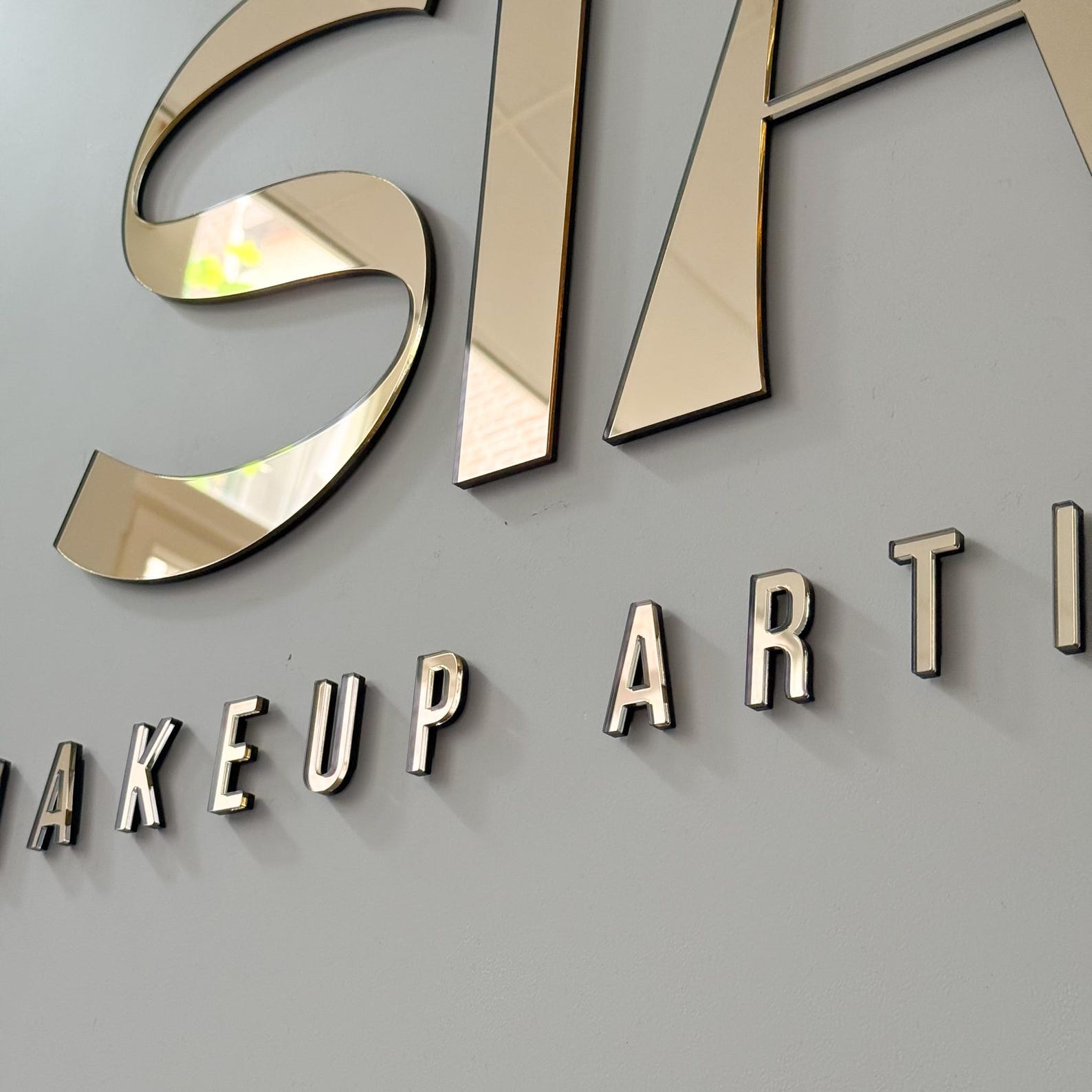 Custom Acrylic Mirror Sign for Salons, Studios & Spas – Elegant 3D Logo ...