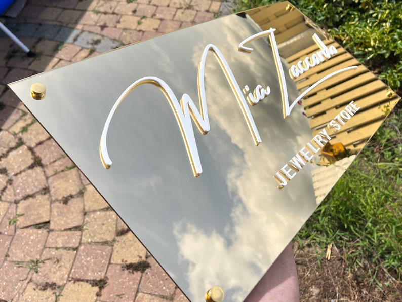 Custom Business Acrylic Sign for the Wall With Unique Gold - Etsy