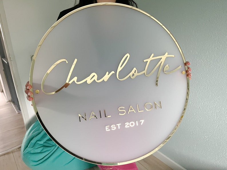 Personalized Frosted Acrylic Business Sign With Golden - Etsy