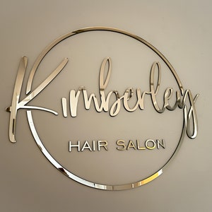 Large Circle Business Sign for Wall, Salon Custom Sign , Template and ...