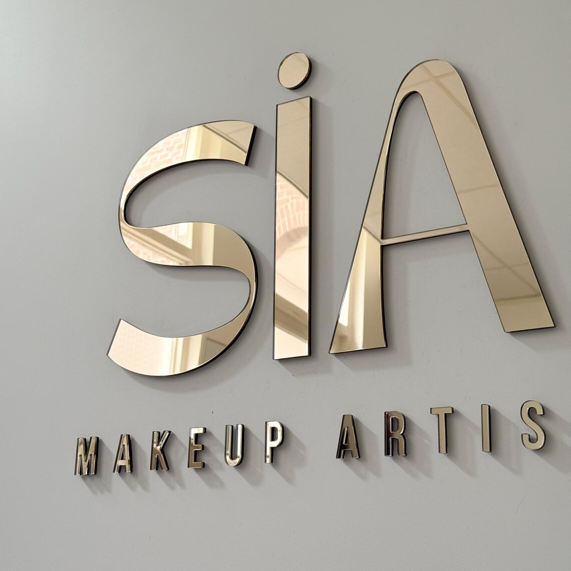 Custom Acrylic Mirror Sign for Salons, Studios & Spas – Elegant 3D Logo ...
