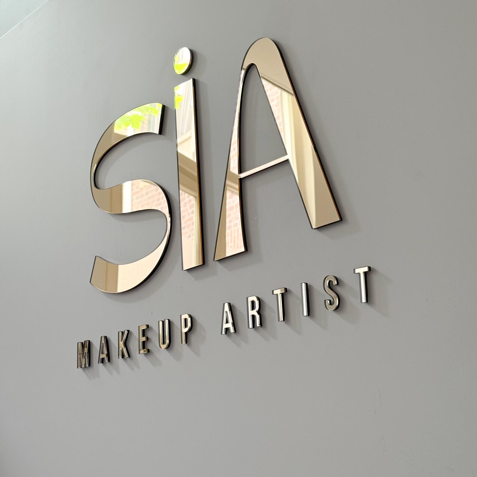 Custom Acrylic Mirror Sign for Salons, Studios & Spas – Elegant 3D Logo ...