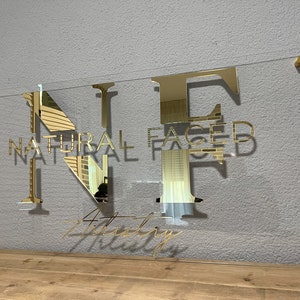 Transparent Acrylic Sign With Golden Letters, Personalized Rectangle ...