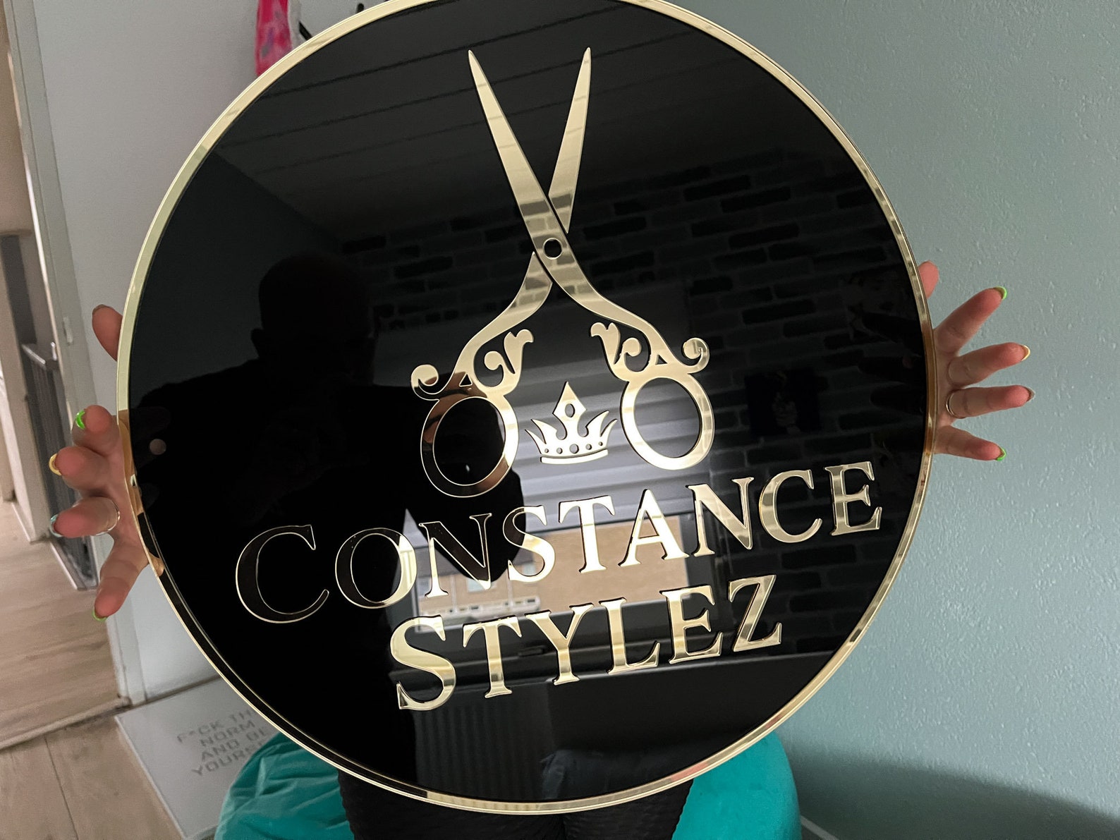 Personalized Circle Acrylic Sign, Round Custom Sign for the Wall, Black ...