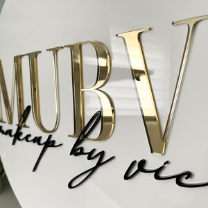 Personalized Round Acrylic Business Sign With White Background and ...