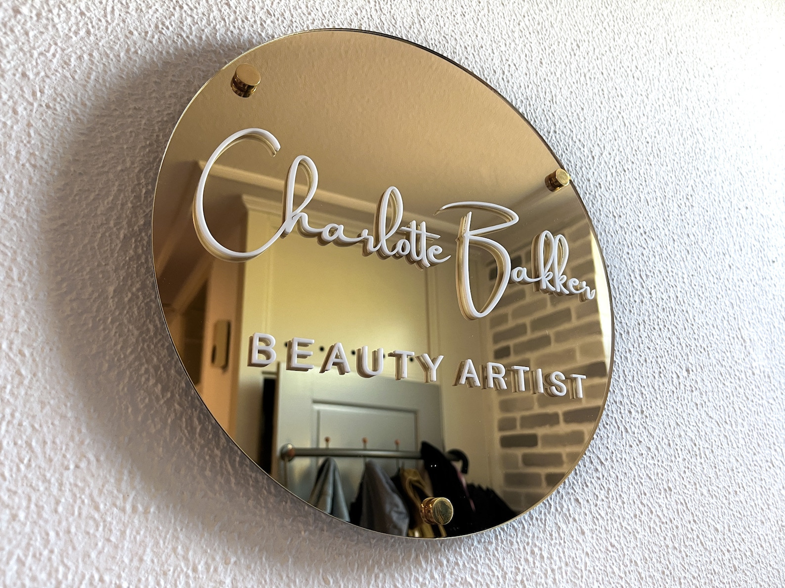 Gold Mirror Acrylic Circle Custom Sign With White Letters - Etsy