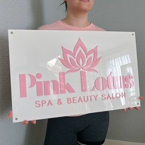 Pink Acrylic Sign for Wall, Custom Beauty Salon Decor With All Mounting ...