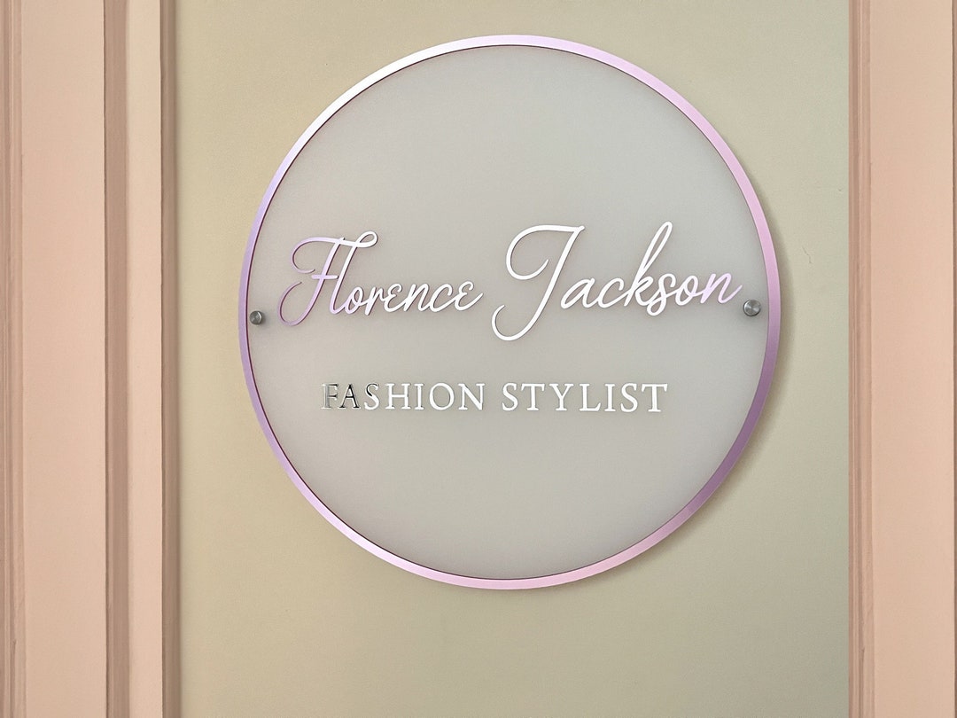 Personalized Circle Frosted Sign With Lavender and Silver Letters and ...