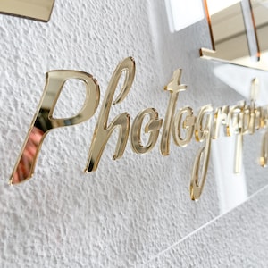 Unique Gold Custom Made Business Sign on Transparent Acrylic Backround ...