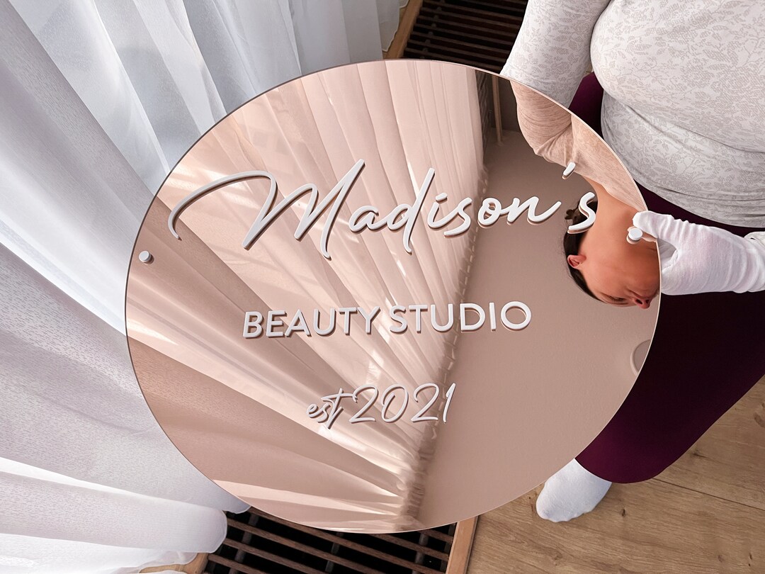Custom Rose Gold Mirror Acrylic Sign, 3D White Letters - Etsy