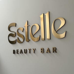 Brushed Gold Letters for Wall, Acrylic Large Salon Sign, Easy to ...