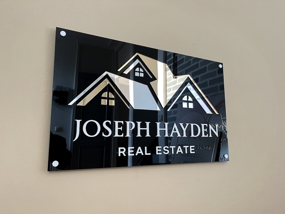 Gold and Silver 3D Custom Made Acrylic Sign on Black Background With ...