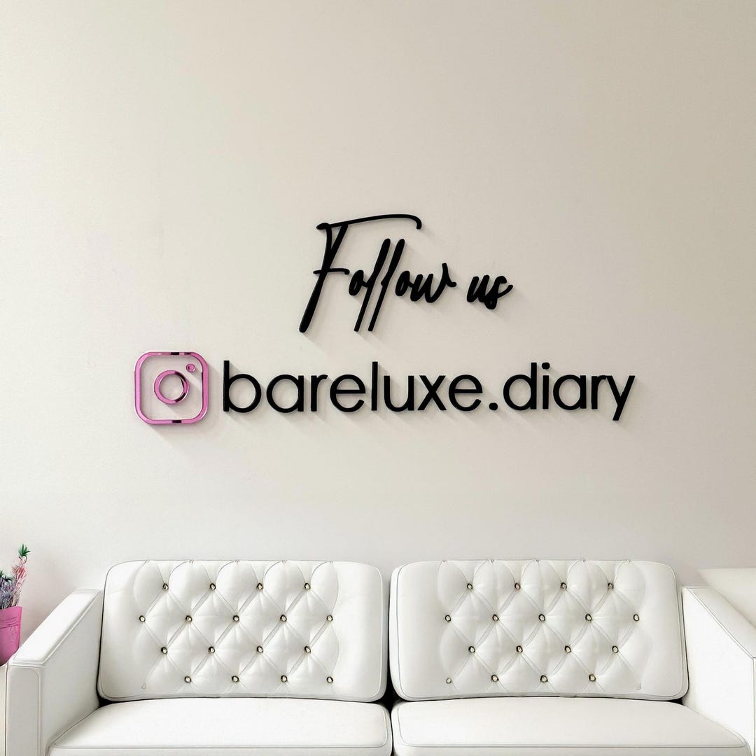 3D Social Media Wall Sign – Custom Acrylic Handle Display for Business ...