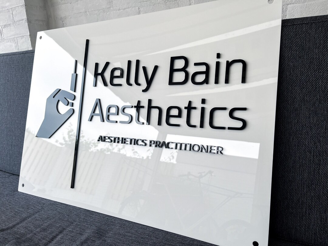 Custom Acrylic Business Sign, Black and White Wall Decor - Etsy