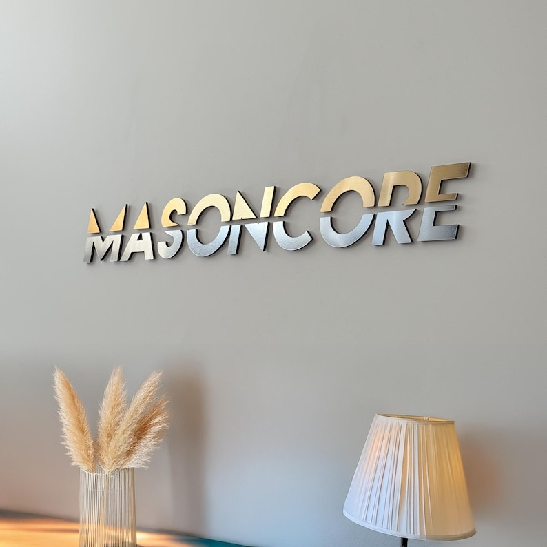 3D Brushed Gold & Silver Wall Logo: Custom Salon or Office Sign - Etsy
