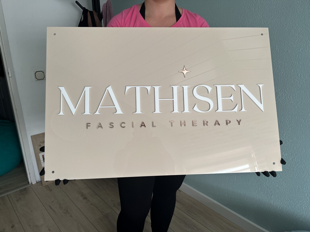 Custom Beige Acrylic Sign With White and Rose Gold Letters - Etsy