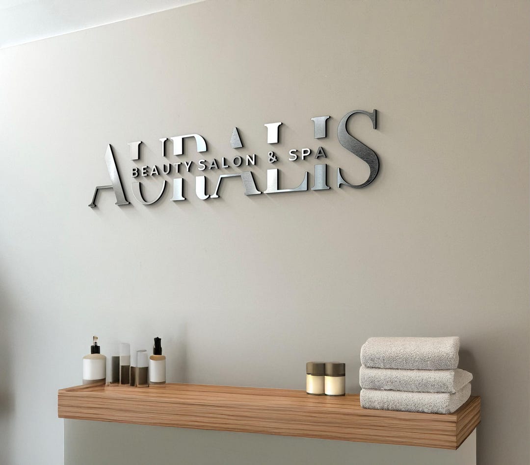 Large Brushed Silver Acrylic Wall Sign, Personalized Custom 3D Letters ...