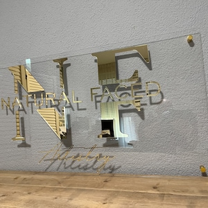 Transparent Acrylic Sign With Golden Letters, Personalized Rectangle ...
