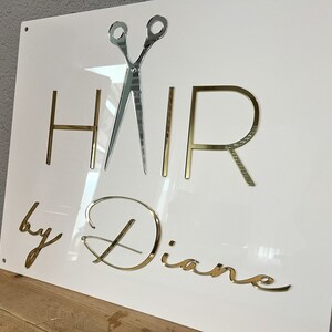 Hair Salon Custom Sign for the Wall. White Background With Golden ...