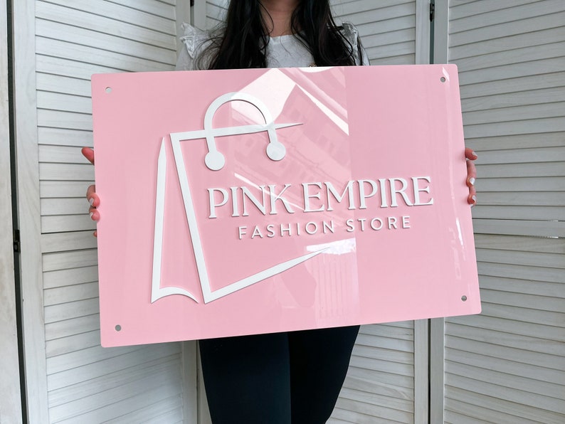 Custom Pink Acrylic Business Sign, Salon Decor, Mounting Included - Etsy