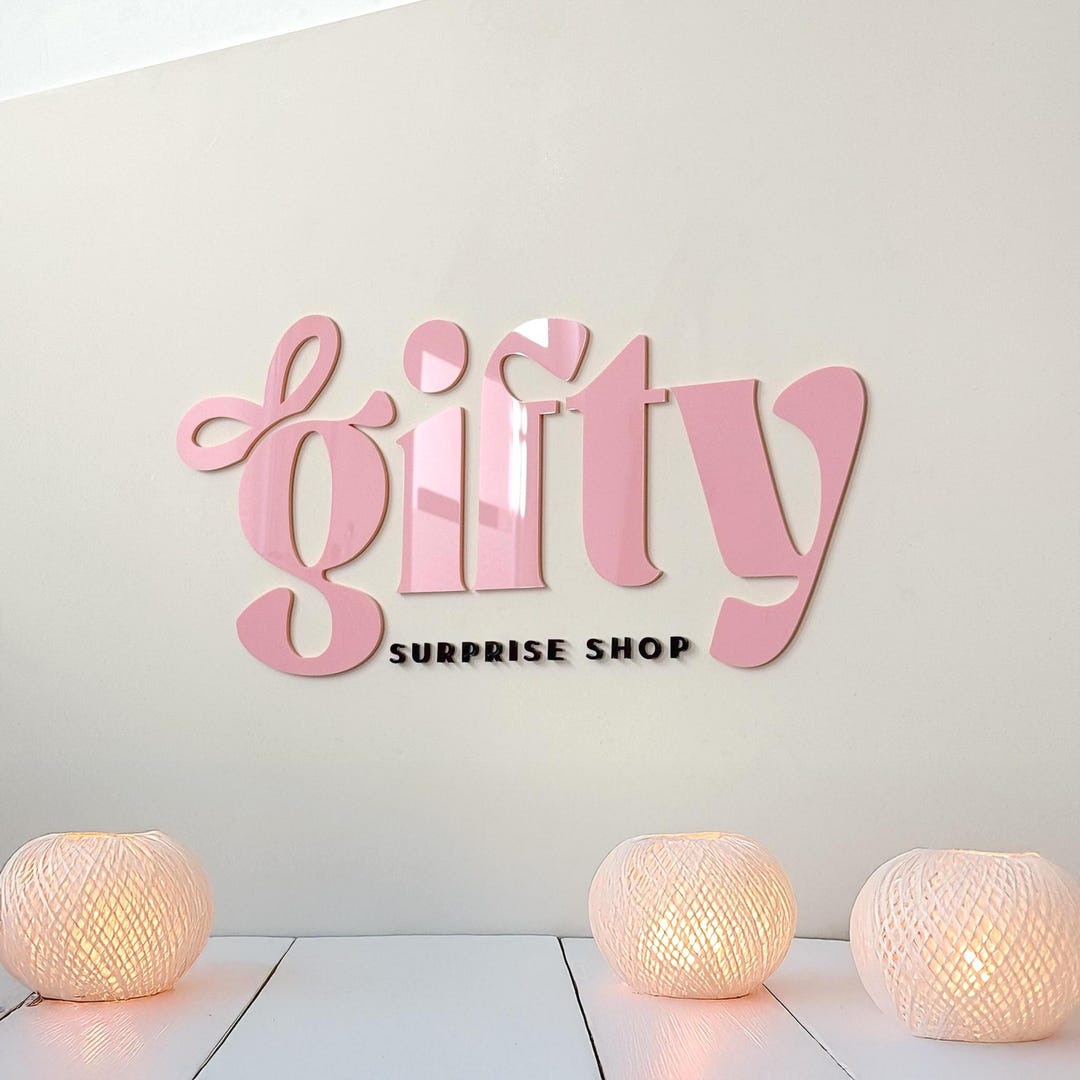 Pastel Pink 3D Acrylic Wall Sign: Custom Logo Decor for Salons. - Etsy