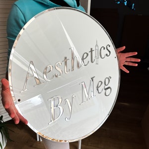 Custom Circle Sign, White Background With Silver Rim and Silver ...