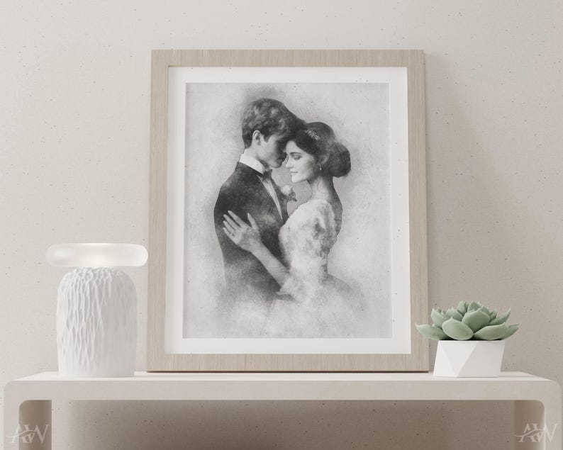 Custom Family Portrait, Combine Multiple Photos Into One Pencil Sketch ...