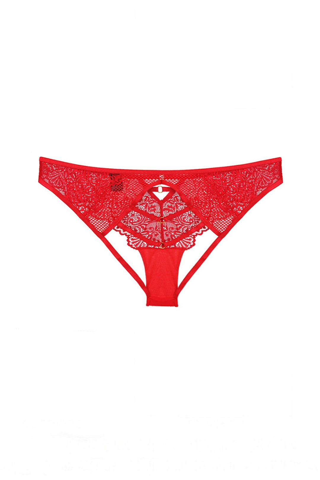 Red Crotchless Panties Open Crotch Panty Strappy Lingerie Seductive Panty Lace Panties No