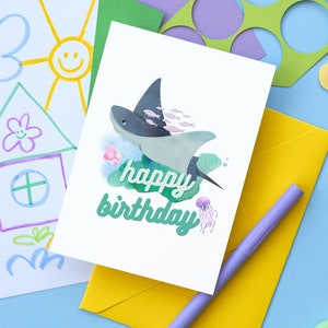 Printable Manta Ray Birthday Card. 5x7 Devil Fish Print for Kids ...