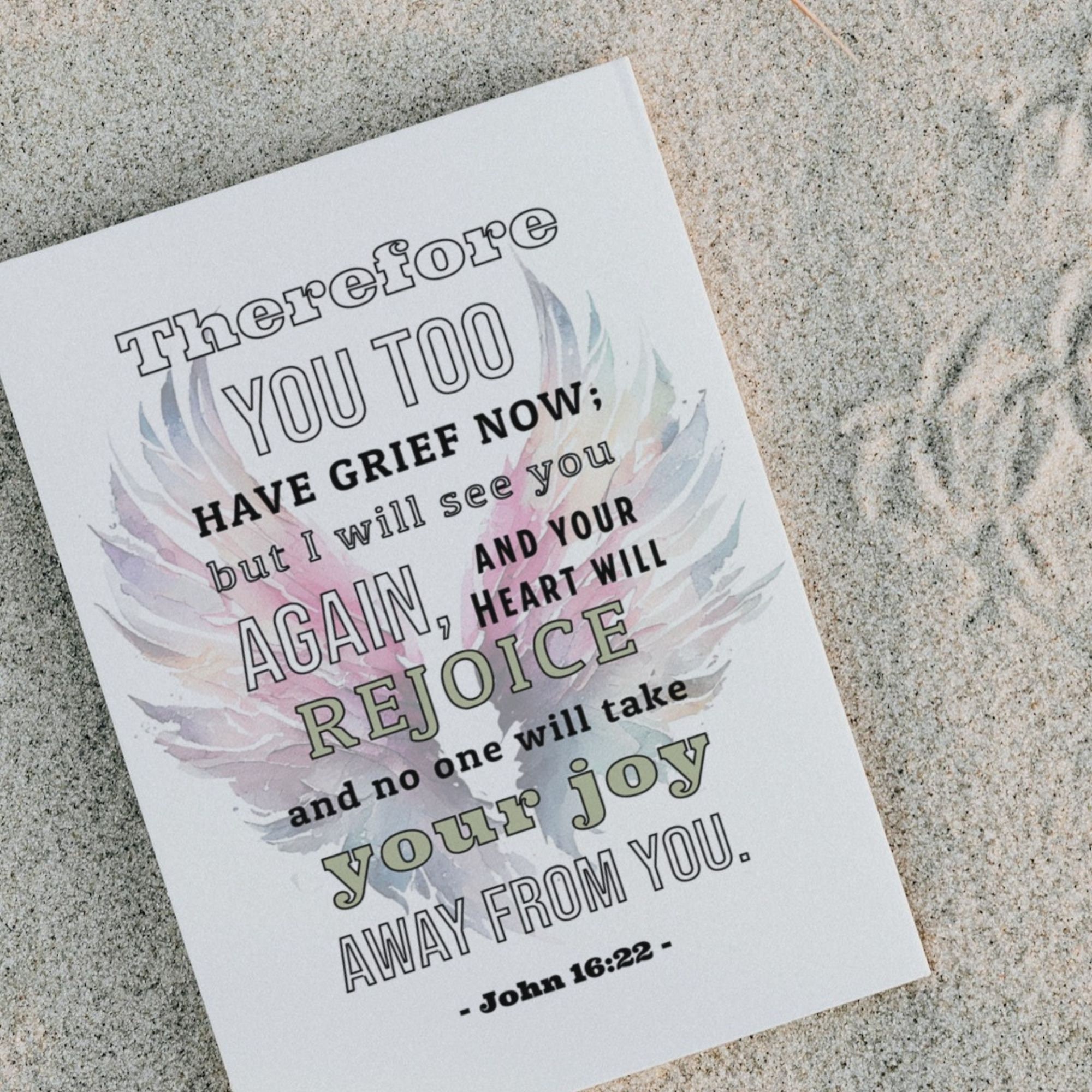 Printable Sympathy Card John 16 Bible Verse Loss Card, Christian ...
