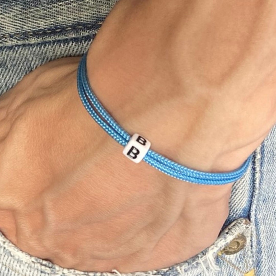 Personalized Letter Bracelet for Kids Men Women 2mm Blue - Etsy