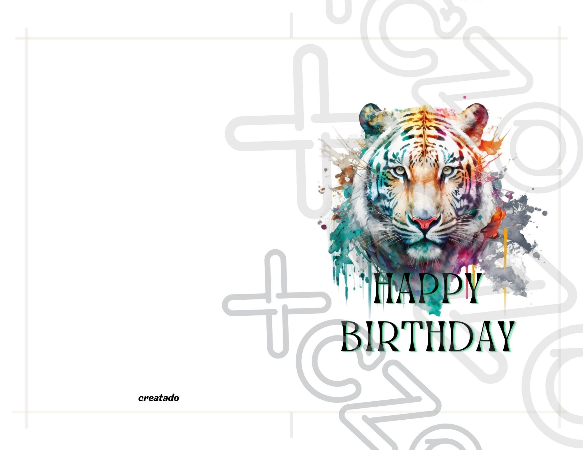 Tiger Printable Birthday Card 5x 7 Tiger-themed Gift for - Etsy